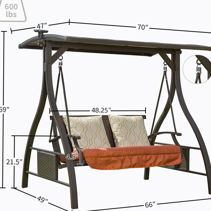 Arlmont & Co. Thimo 2 Person Porch Swing with Canopy | Wayfair